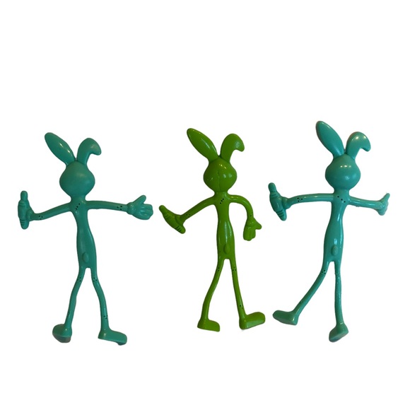 Source Unknown | Toys | Vintage 3 Bunny Rabbits Bendy Rubber Flexible ...